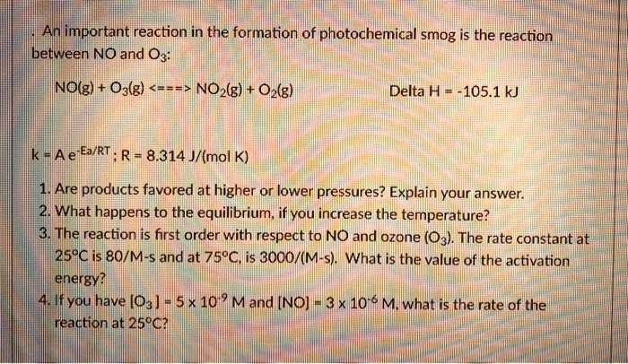 SOLVED: Enlimportant reaction in the formation of photochemical smog is ...