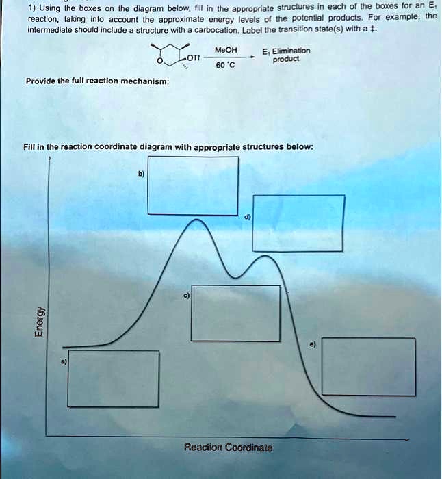 intermediate should include a structure with a carbocation label the ...