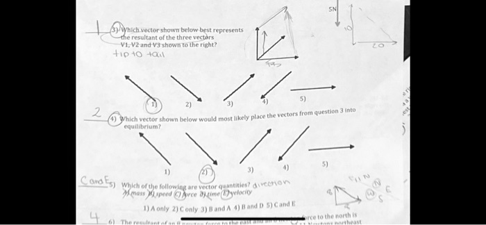 2 (3) Which vector shown below best represents the resultant of the ...