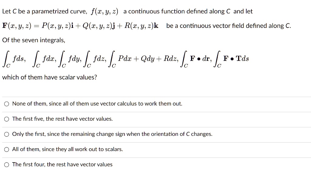let c be a parametrized curve fw y2 a continuous function defined along ...