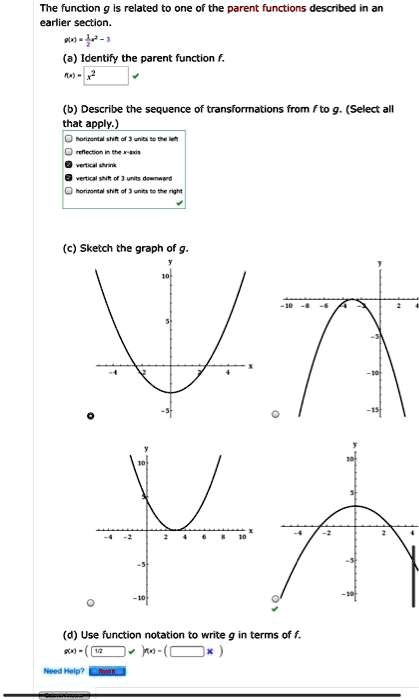 SOLVED:The function related earlier section. the parent functions descibed in an (a) Identify ...
