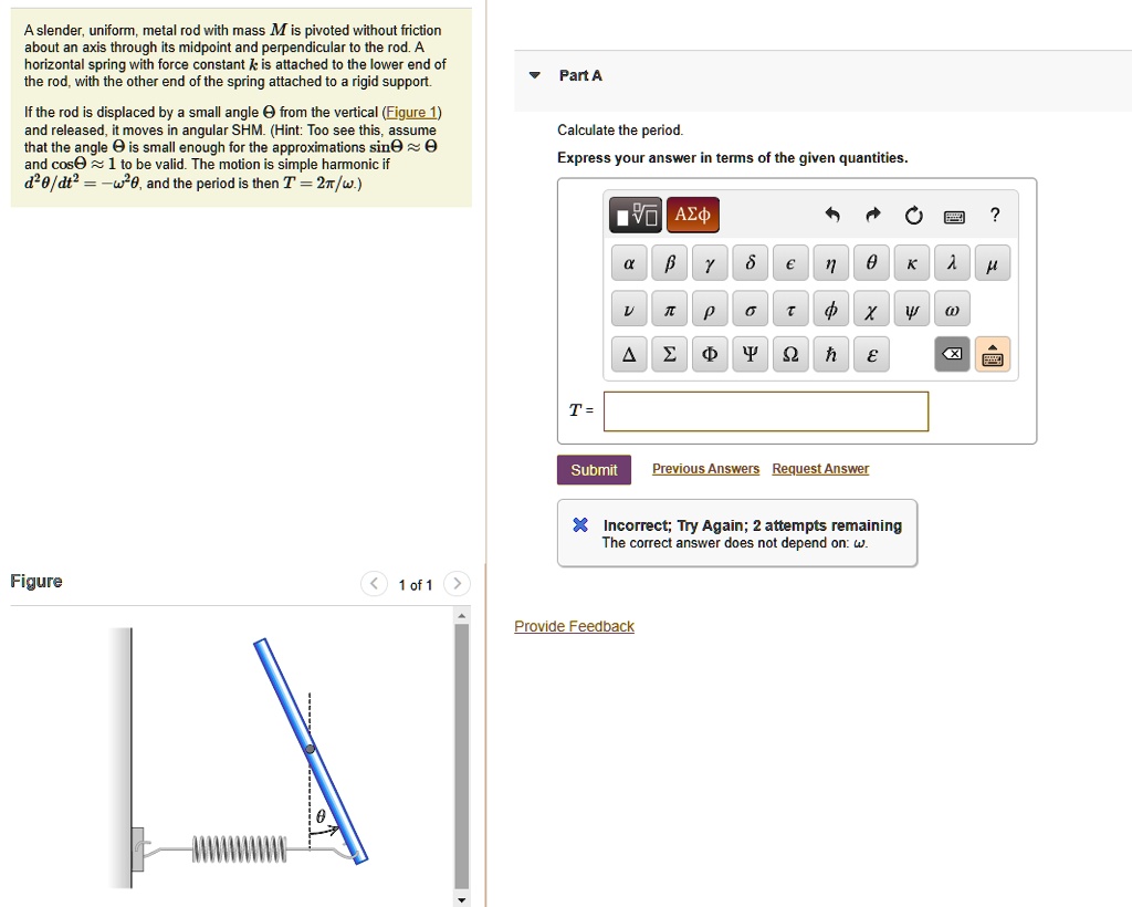 A slender, uniform, metal rod with mass M is pivoted without friction ...