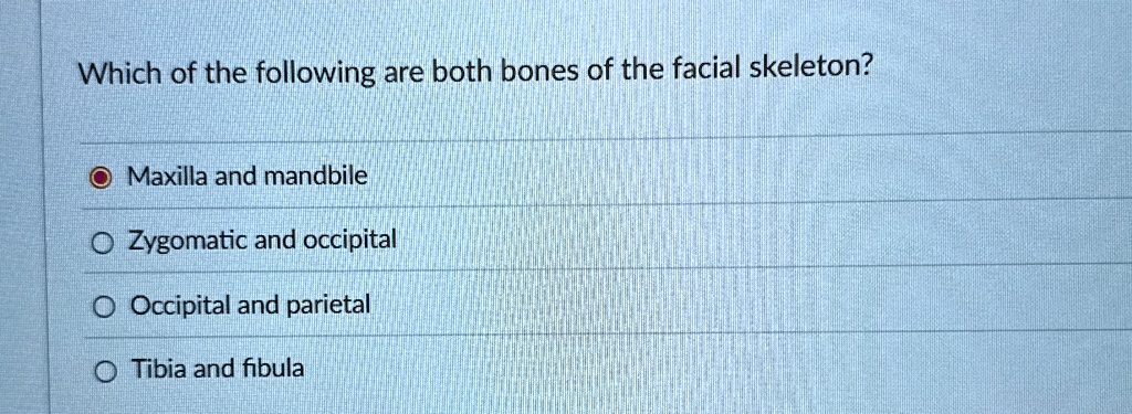 Which of the following are both bones of the facial skeleton? Maxilla ...