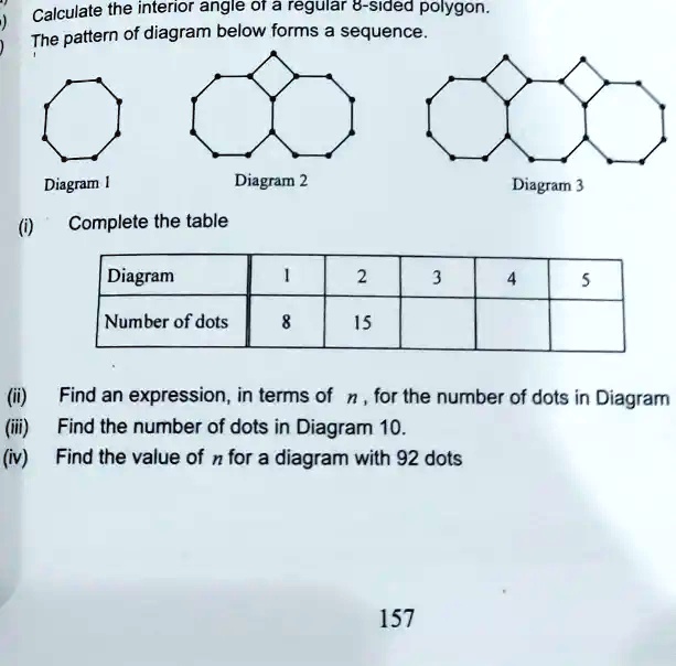 ) Calculate the interior angle of a regular 8-sided polygon. ? The pattern of diagram below ...