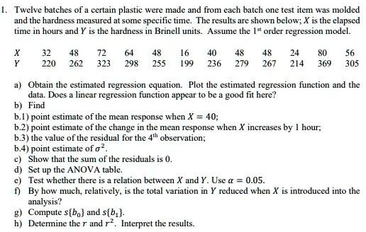 twelve batches of certain plastic were made from each batch one tcst ...