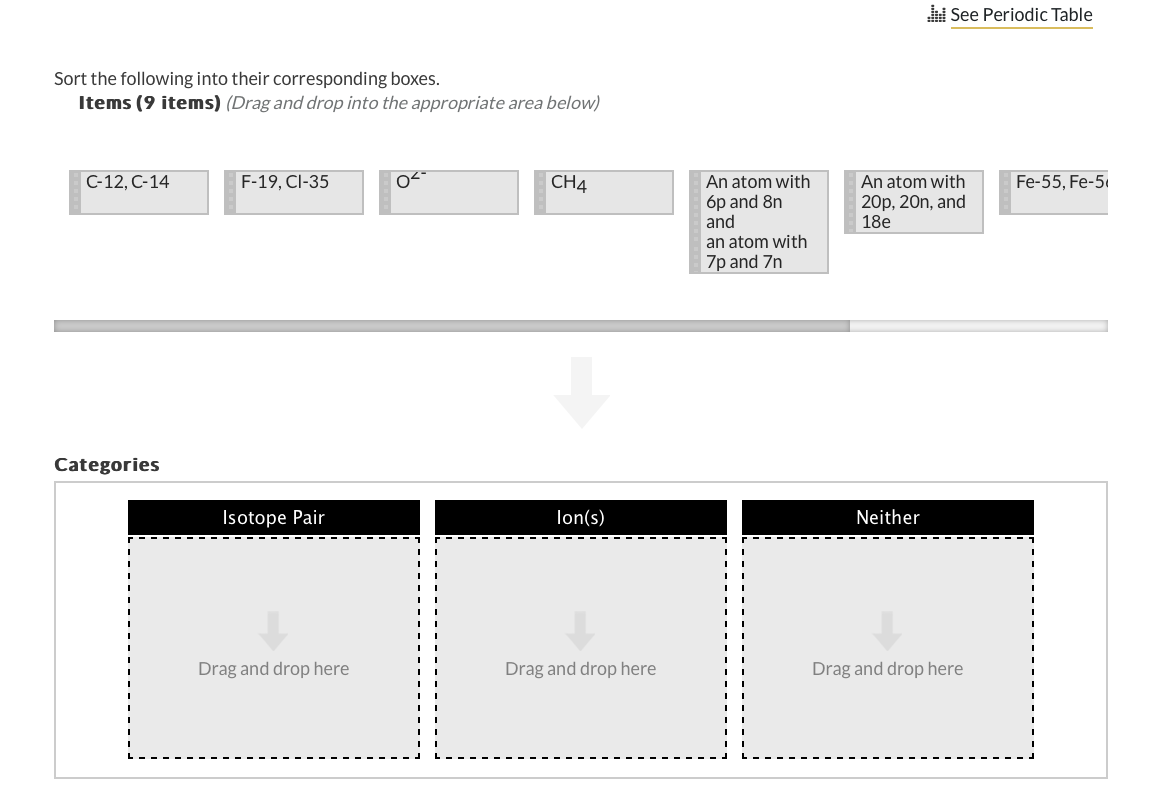 A See Periodic Table Sort the following into their corresponding boxes ...