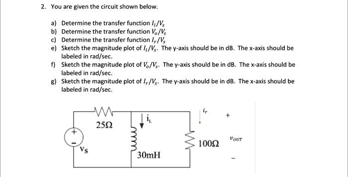 SOLVED: 2. You are given the circuit shown below. a) Determine the transfer function I/V. b ...