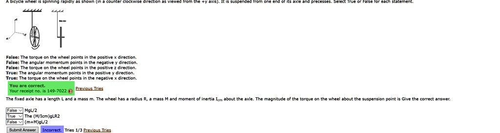 SOLVED: False: The torque on the wheel points in the positive x ...