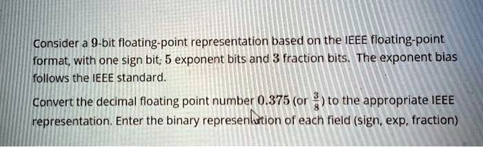 SOLVED: Consider a 9-bit floating-point representation based on the IEEE floating-point format ...