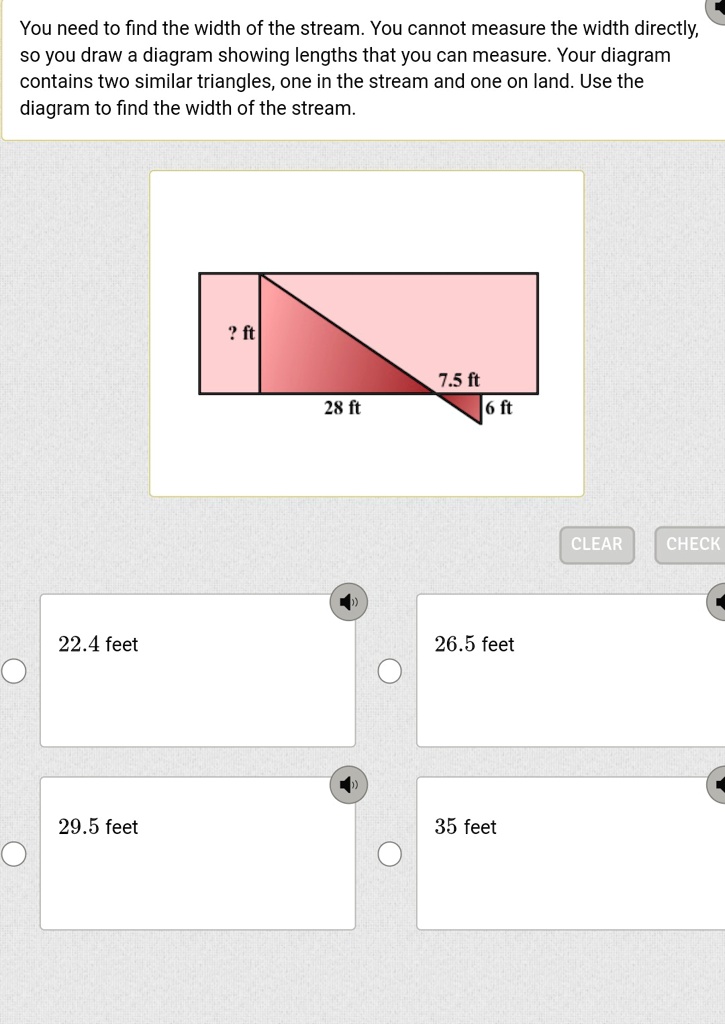 You need to find the width of the stream. You cannot measure the width ...