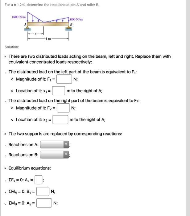 statics for a12mdetermine the reactions at pin a and roller b 1800nm 0n ...