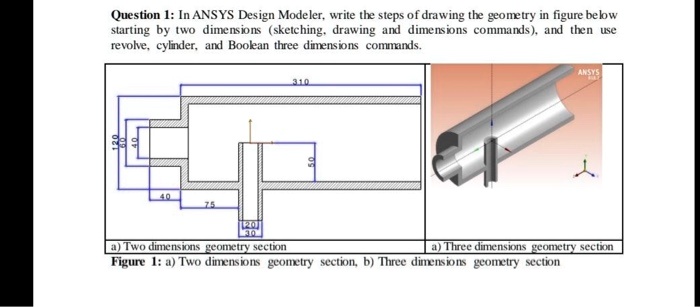 Question 1: In ANSYS Design Modeler, write the steps of drawing the geometry in figure below ...