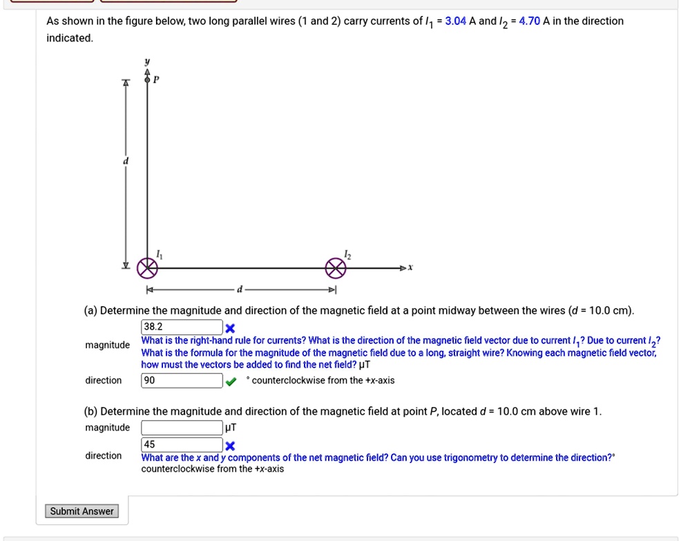 as shown in the figure below two long parallel wires 1 and 2 carry ...