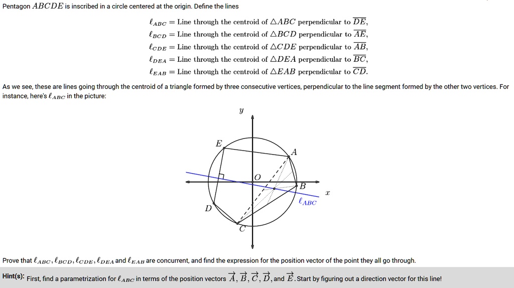SOLVED: Pentagon ABCDE is inscribed in a circle centered at the origin ...