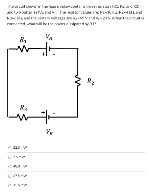 SOLVED: The circuit shown in the figure below contains Lhree resistors ...