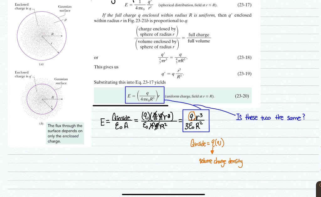 SOLVED: Enclosed charge Gin E _ 9 (spherical distribution. field atr ...