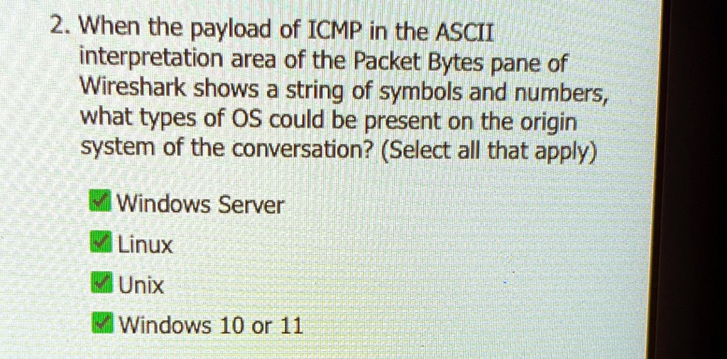 when the payload of icmp in the ascii interpretation area of the packet ...