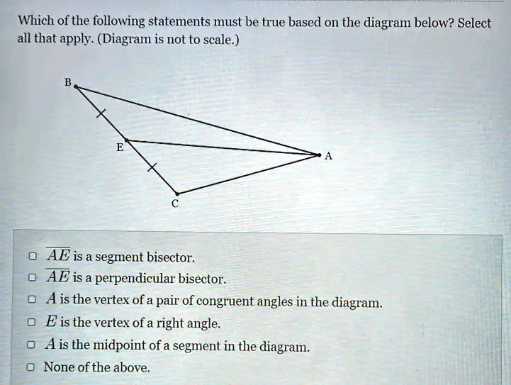 Which of the following statements must be true based on the diagram below? Select all that apply ...