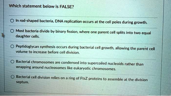 which statement below is false in rod shaped bacteria dna replication occurs at the cell poles ...