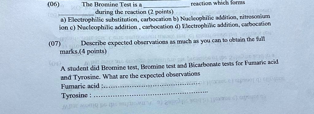 06 the bromine test is a reaction which forms during the reaction 2 ...