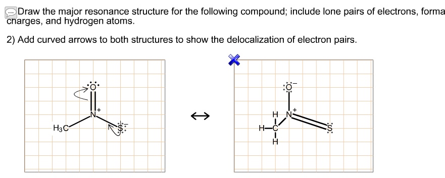 SOLVED: Draw the major resonance structure for the following compound; include lone pairs of ...