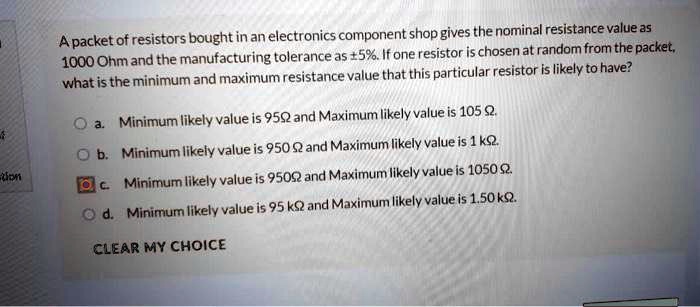 A packet of resistors bought in an electronics component shop gives the ...