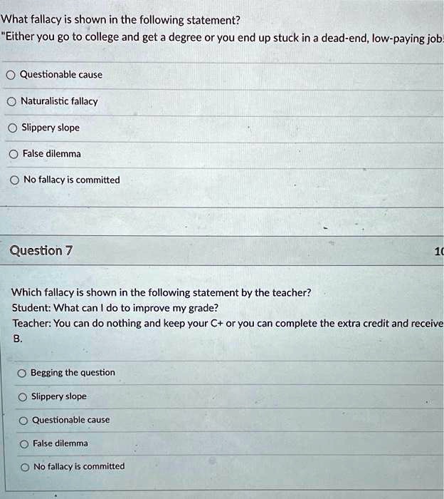 SOLVED: What fallacy is shown in the following statement? "Either you ...