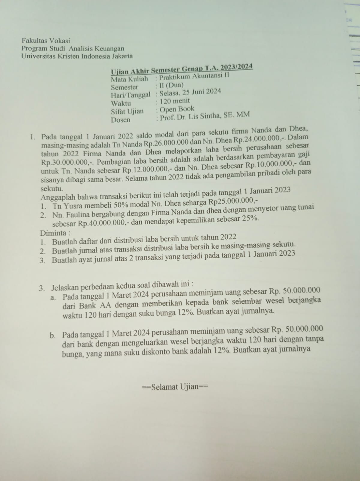 Fakultas Vokasi Program Studi Analisis Keuangan Universitas Kristen ...