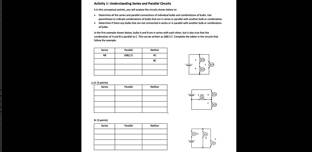 SOLVED: Activity 1: Understanding Series and Parallel Circuits I: In this conceptual activity ...