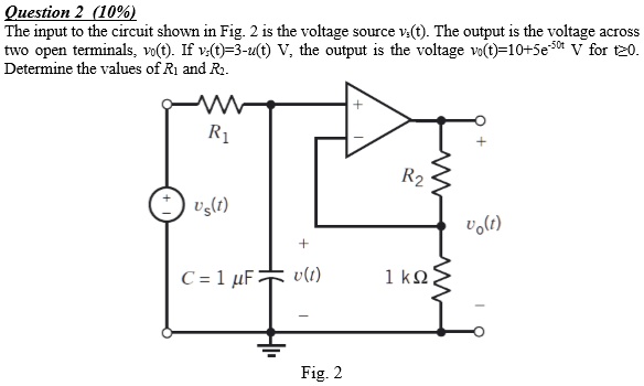 SOLVED: Question 2 (10%): The input to the circuit shown in Fig. 2 is the voltage source v(t ...