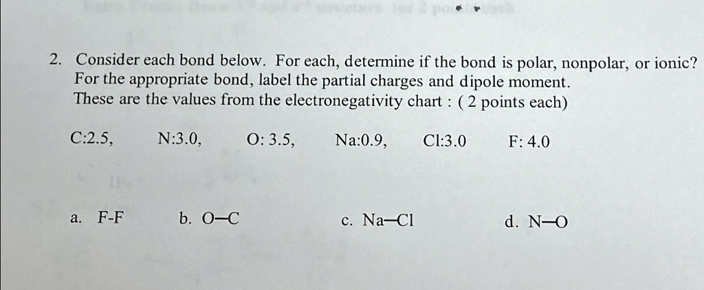 Consider each bond below. For each, determine if the bond is polar ...