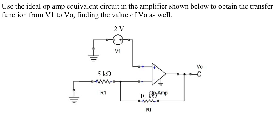 Use the ideal op amp equivalent circuit in the amplifier shown below to ...