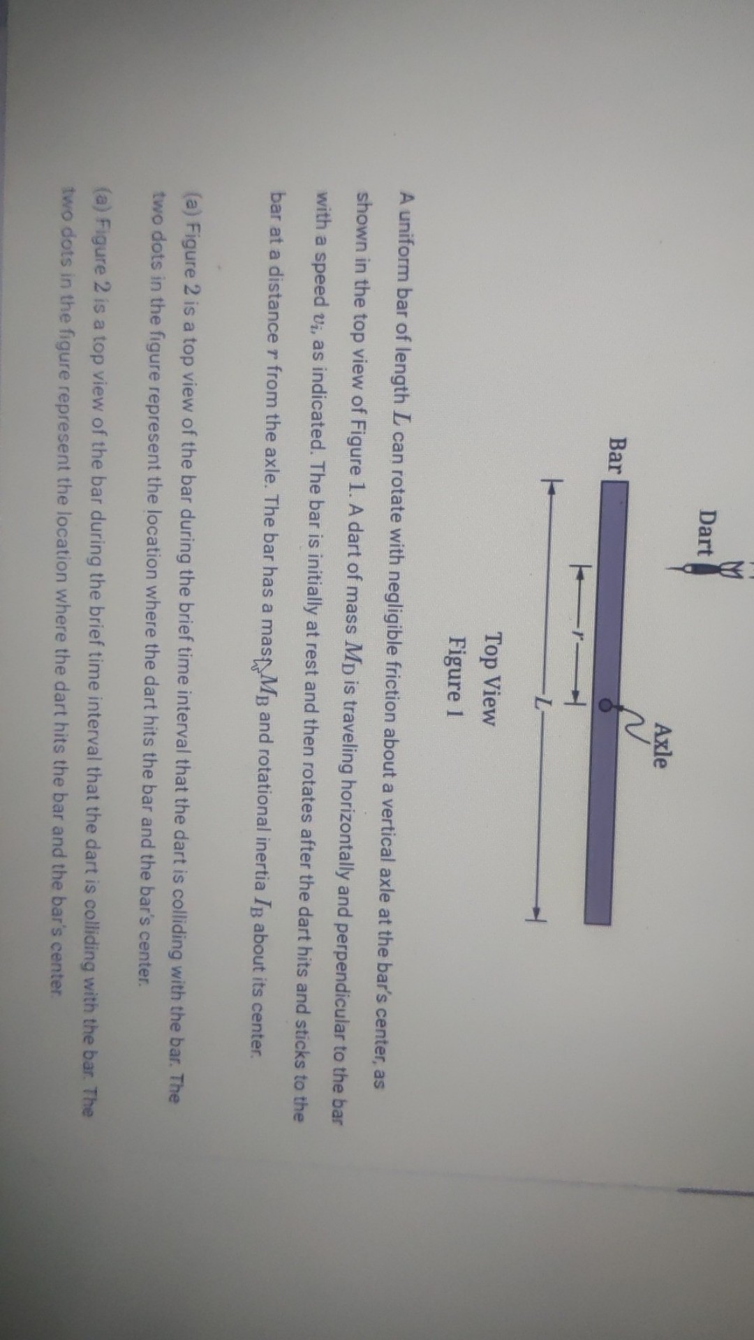 A uniform bar of length L can rotate with negligible friction about a ...
