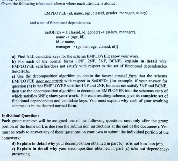 Please show how to work this problem. Given the following relational ...