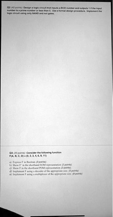 Solved Q20 Design A Logic Circuit That Inputs Bcd Using Only Nand And 0299