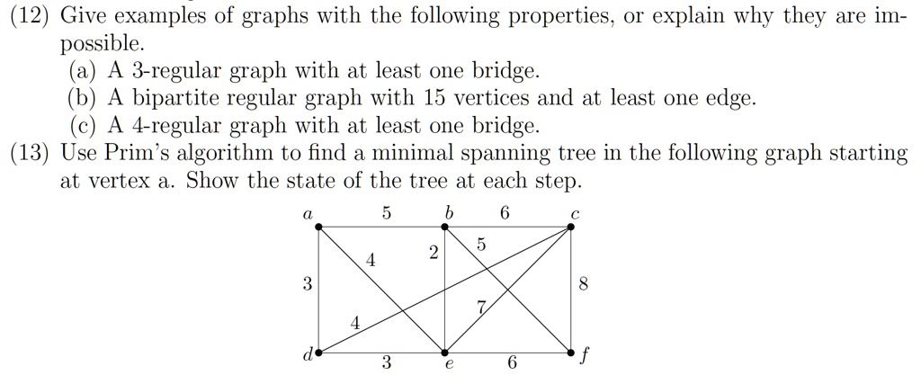 Solved 12 Give Examples Of Graphs With The Following Properties Or