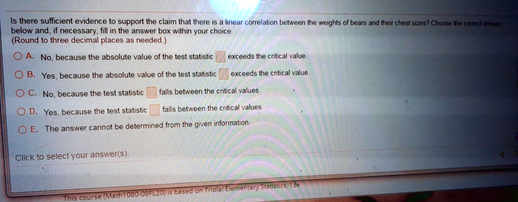 SOLVED: Is there sufficient evidence to support the claim that there is ...