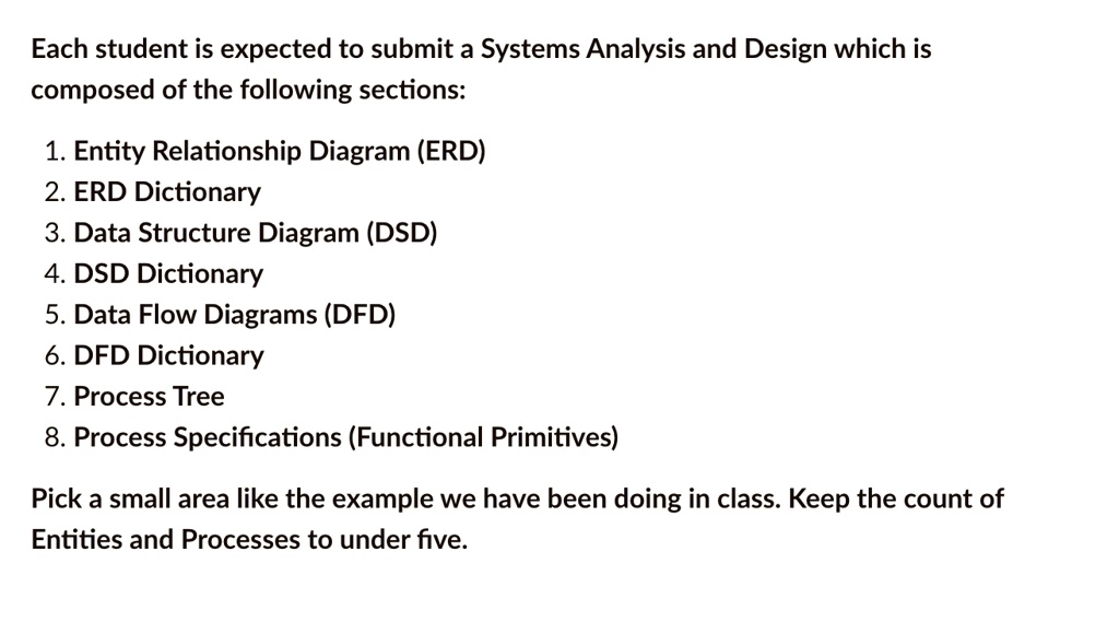 SOLVED: Each student is expected to submit a Systems Analysis and ...