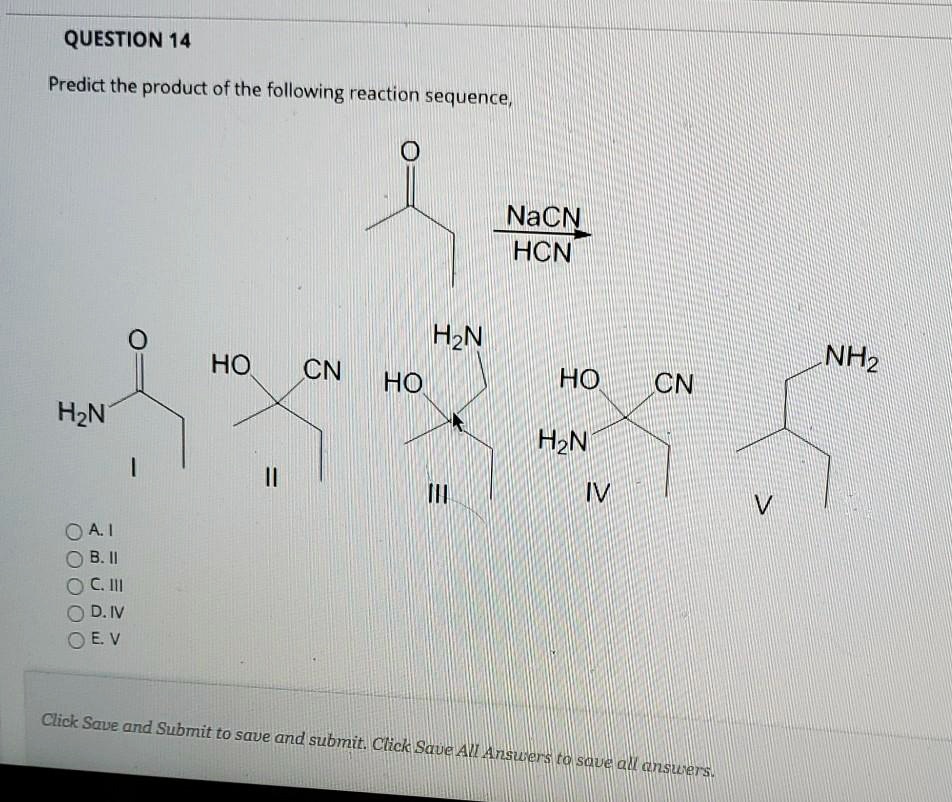 SOLVED: QUESTION 14 Predict the product of the following reaction ...