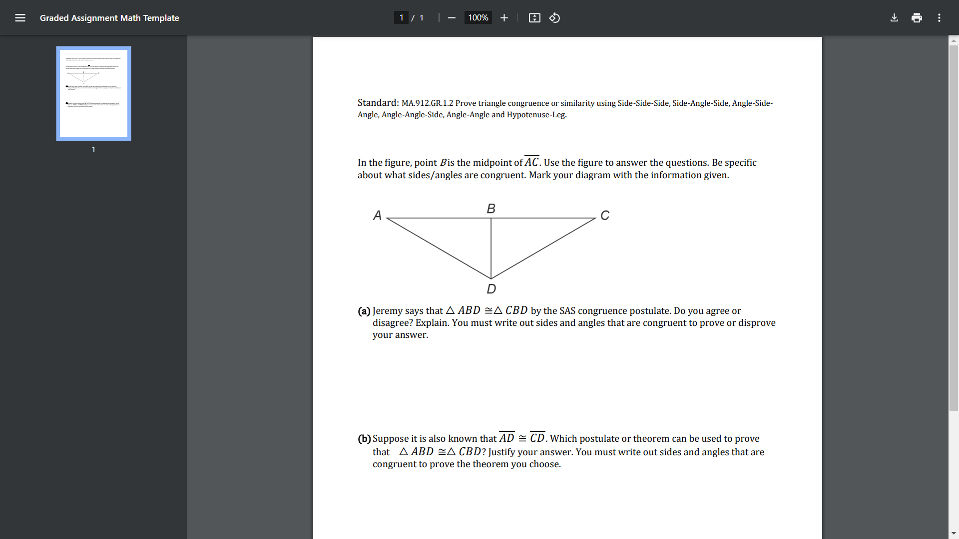 Graded Assignment Math Template 1 / 1 100% Standard: MA.912.GR.1.2 ...