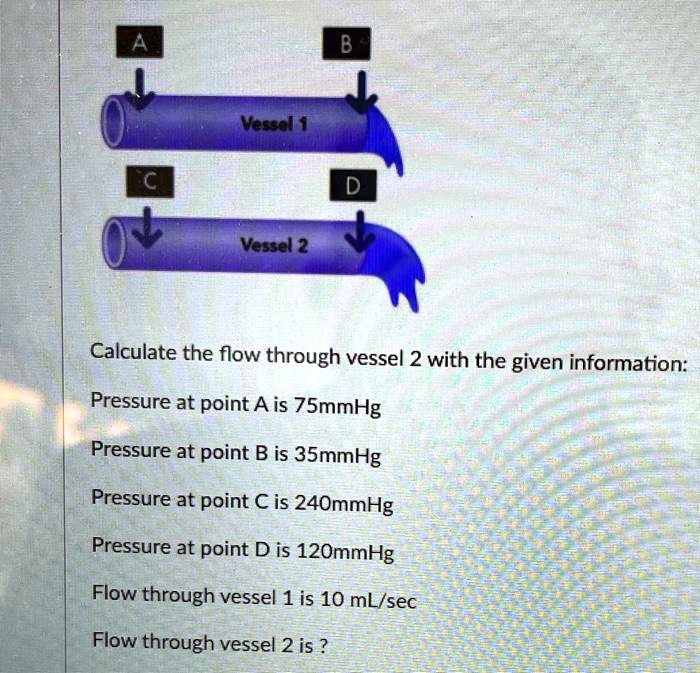 SOLVED: Vessel 1 Vessel 2 Calculate the flow through vessel 2 with the given information ...