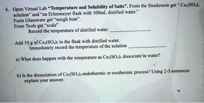 SOLVED: Open Virtual Lab "Temperature and Solubility of Salts": From ...