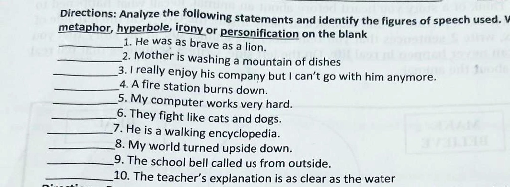 rections analyze the following statements and identify the figures of ...