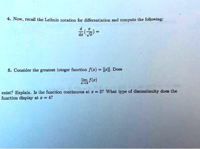 now recall the leibniz notation for differentiation and compute the following consider the ...