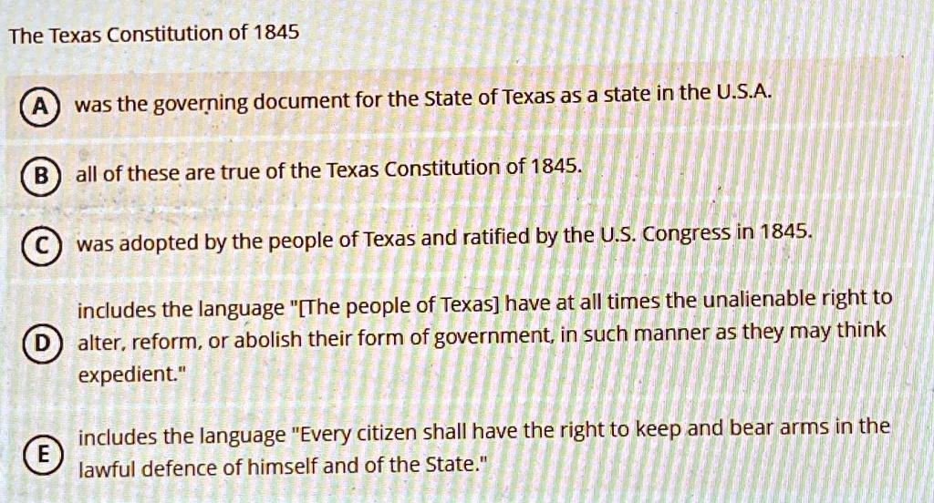 the texas constitution of 1845 was the governing document for the state ...