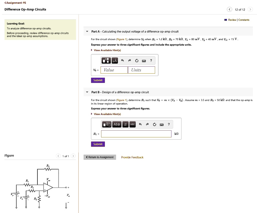 part a calculating the output voltage of a difference op amp circuit for the circuit shown ...
