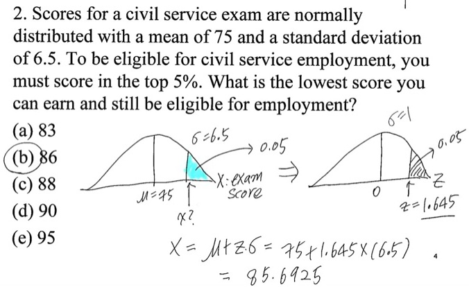 2. Scores for a civil service exam are normally distributed with a mean ...