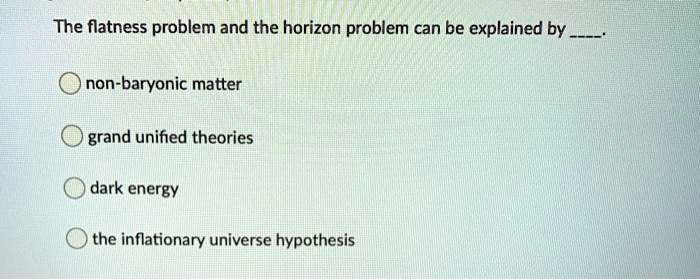 SOLVED: The flatness problem and the horizon problem can be explained ...