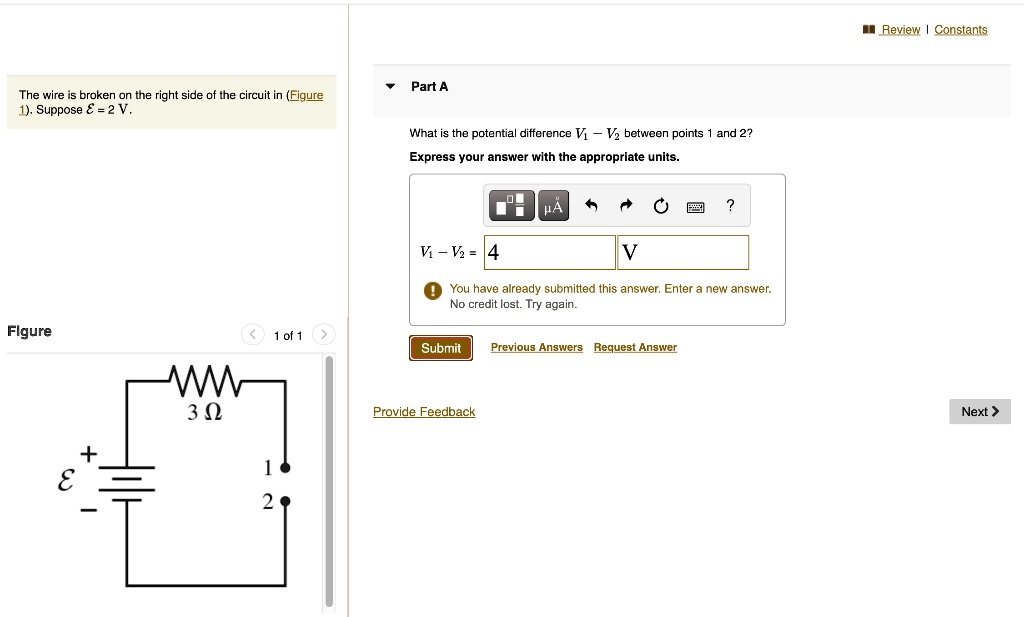 SOLVED: Review Constants Part A The wire broke on the right side of the circuit in (Figure 1 ...