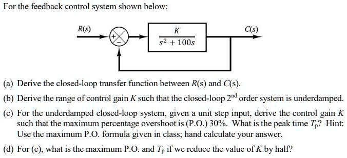 For the feedback control system shown below: R(s)